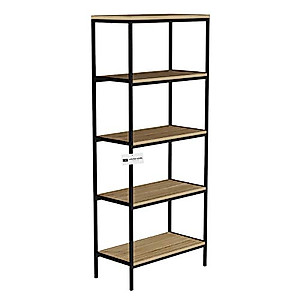 Lavish Home 5-Tier Bookshelf-Open Industrial Style Etagere, Black