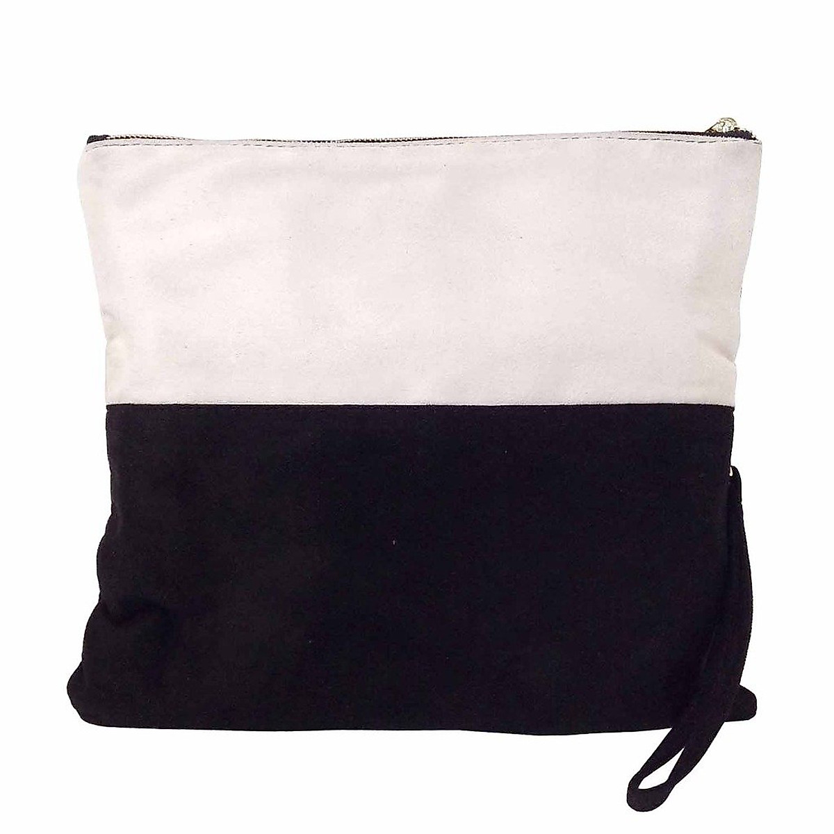 Soft Faux Suede Colorblock Wristlet,Ivory Large