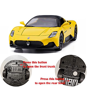 Alloy Collectible Yellow Maserati MC20 Model Cars Pull Back Vehicles Diecast Toy