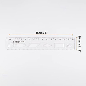HARFINGTON 2pcs Straight Plastic Ruler 15cm Metric Plastic Clear Measuring Tool Hollow Design with Wavy Line for Classrooms Home Office, Transparent