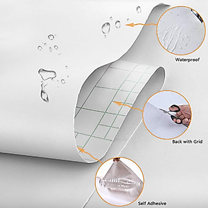 Livelynine 15.8x197 Waterproof White Wallpaper Peel and Stick for Bedroom White Vinyl Wrap for Kitchen Self Adhesive Contact Paper for Cabinets Drawer Liner Modern Wall Paper for Bedrooms Bathroom