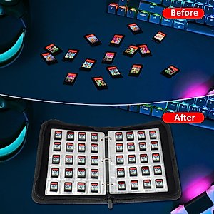 Dmoicols Game Card Binder Compatible with Nintendo Switch &OLED&Lite Model,PS Vita Cartridge Case,SD Memory Card Storage Holder with Sleeves,Card Collection Book holds up to 200 Cards(Red+Blue)