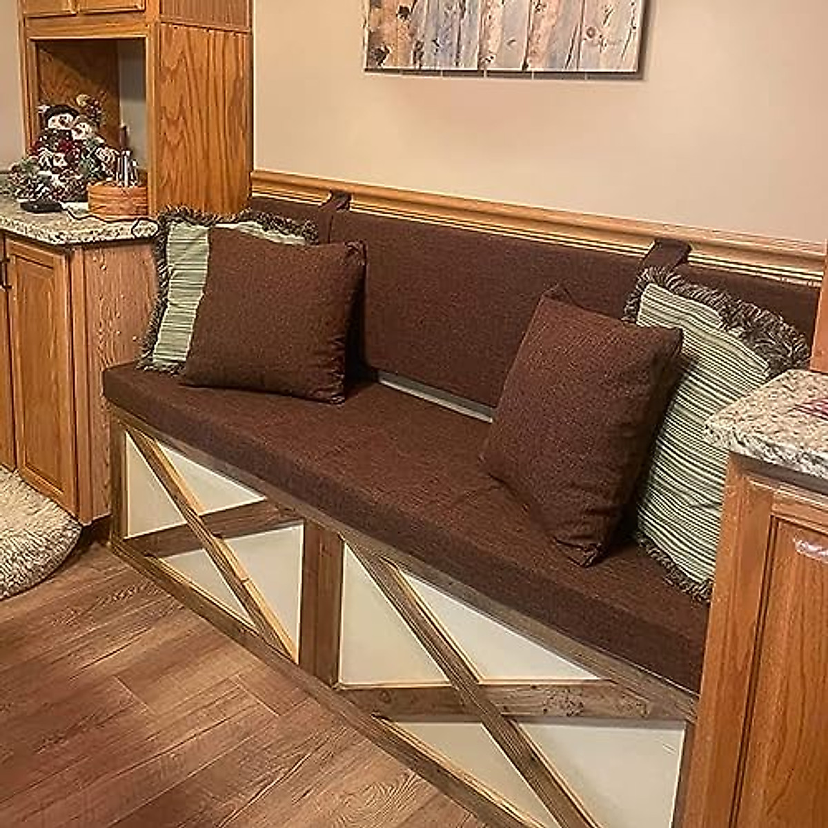 Vlimus Custom Bench Seat Bay Window Cushions Indoor Outdoor Furniture Cushion Replacement 75D Upholstery Foam Non Slip Backing for Sofa Chairs Patio Garden