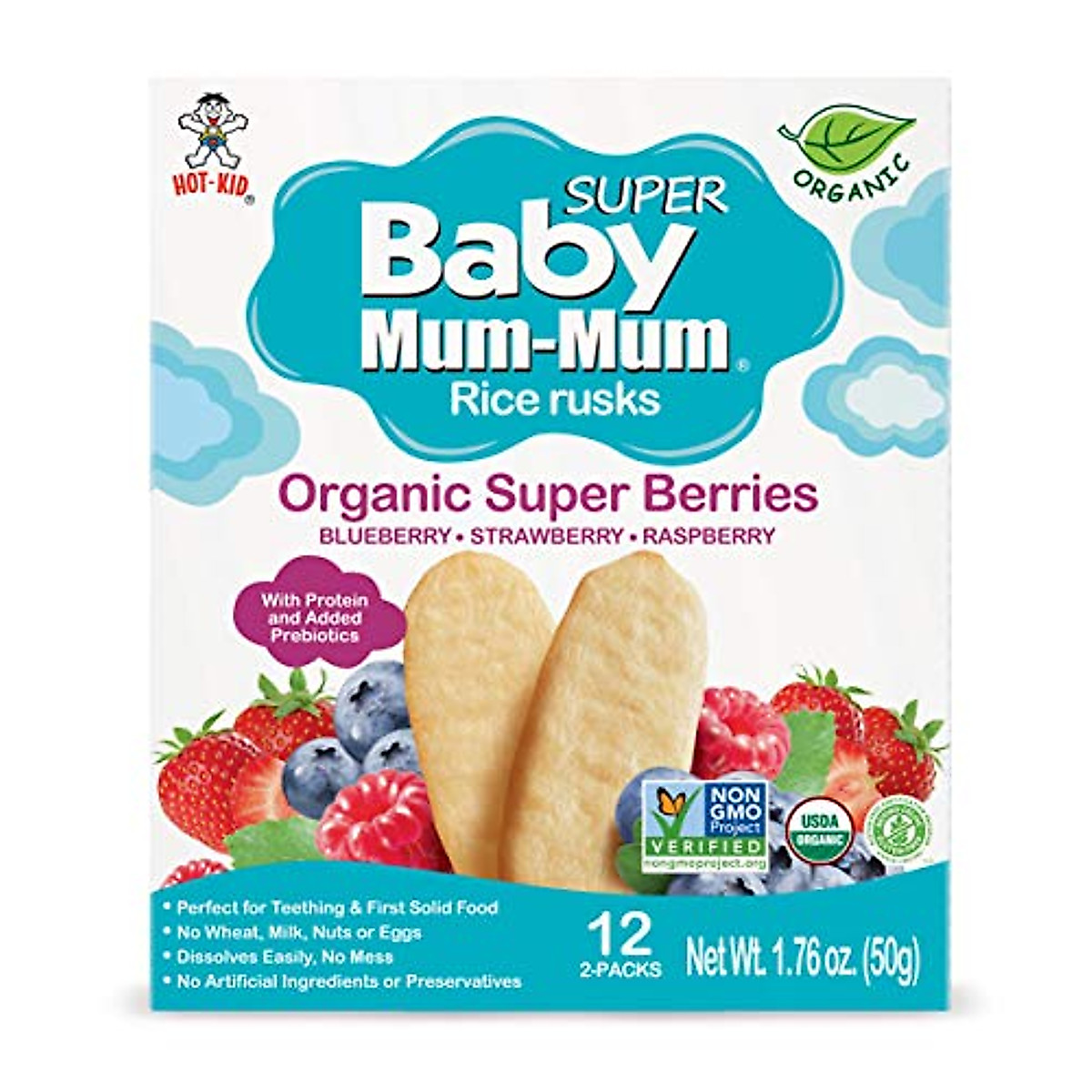 Baby Mum-Mum Organic Super Berries Rusks 1.76 Ounce, 24 Count (Pack of 6)