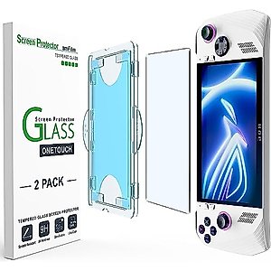 amFilm OneTouch Screen Protector Designed for ASUS ROG Ally Handheld 7 inch 2023 - with Auto Alignment Kit, Bubble Free, Tempered Glass, 2 Pack