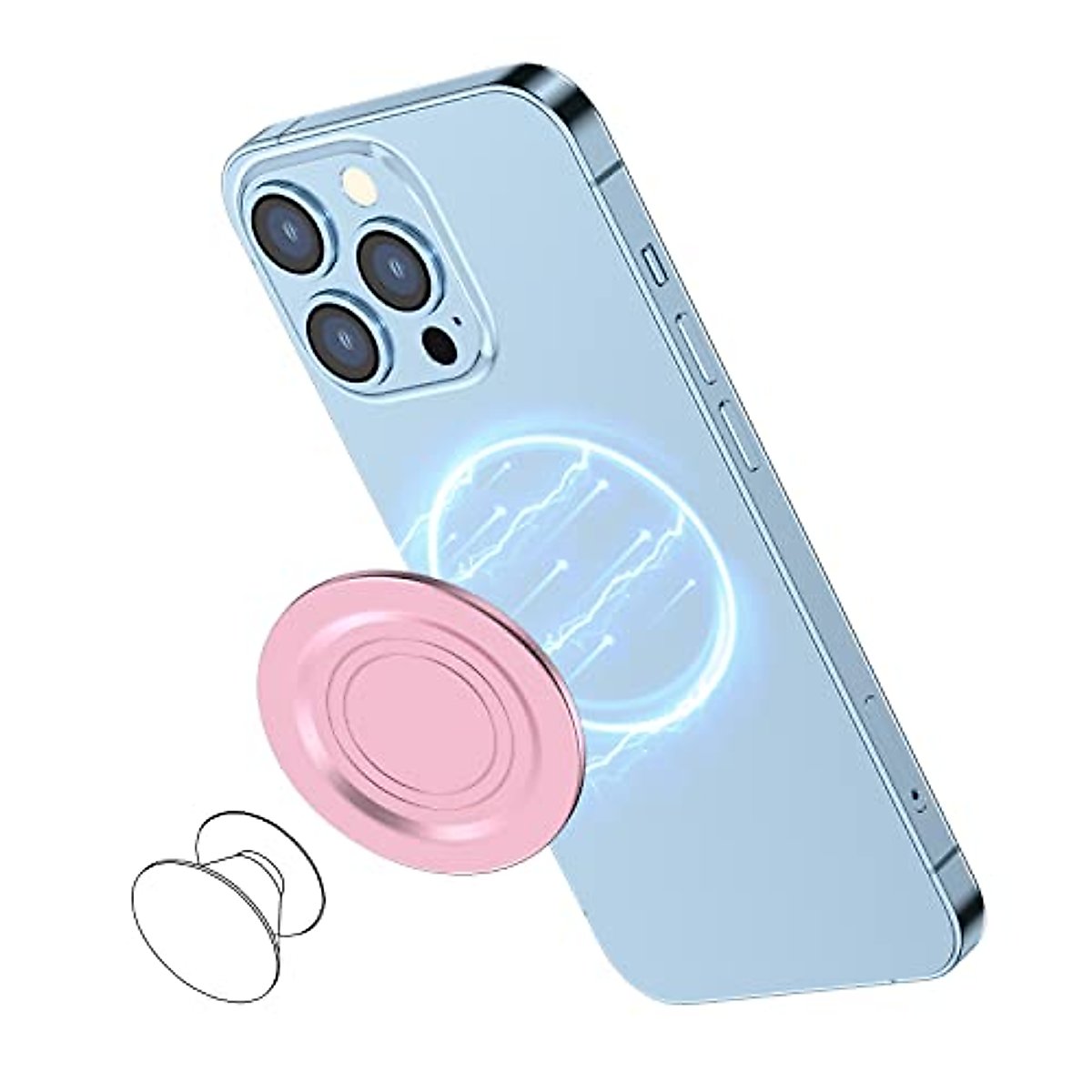 AUROX Compatible with MagSafe Base for iPhone 14 13 12 Magnetic Base Plate【Base Only】 Intended for Pop Socket Grip and Phone Ring Holder【Removable Wireless Charging】(Pink)