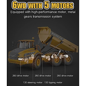 ZRYYWAN 1/20 Large 23IN Electric Remote Control Dump Truck A40G, 2.4G Simulated Acoustic-Optical RC Engineering Vehicle Model Transport Vehicle, 6-Wheel Lifting Bucket Construction Truck