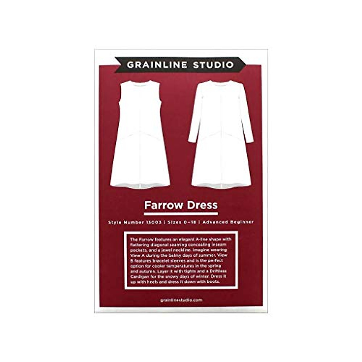 Grainline Studio Farrow Dress Sizes 0-18 Fabric, Multi