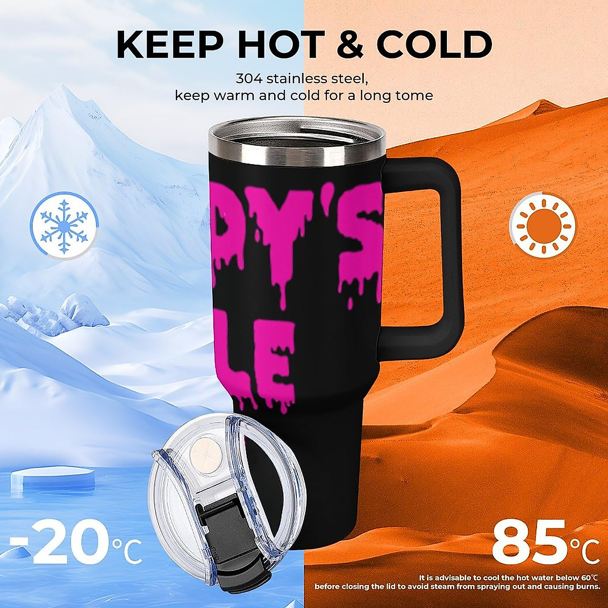 Daddy's Little Slut Insulated Tumbler 40 Oz Stainless Steel Double Wall Vacuum Travel Mug Large Volume Car Cup with Straw Handle