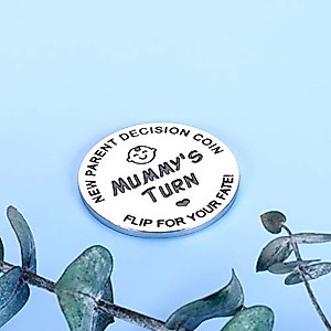 New Baby Gift for Parent Mom Daddy Funny Decision Coin for Women Men Pregnancy Mothers for First Time Moms Dads Mummy to Be Christmas Birthday Present Double-Sided (Silver)