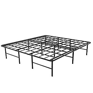 45MinST 16 Inch Platform Bed Frame/2 Brackets Included/Mattress Foundation/3000LBS Heavy Duty/Extremely Easy Assembly/Box Spring Replacement/Quiet Noise-Free, Queen/Cal King(Queen)