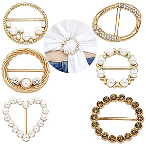 iminoo Scarf Ring Clip Shirt Clip T-Shirt Tie Ring Clips for Women and Slide Tshirt Twist Knot Clip Buckle Circle Clothing Ring Wrap Holder (Multicolor 6)