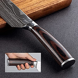 Chef Knife-GADODO Kitchen Knife, German high carbon stainless steel 8-inch paring knife chef knife, ergonomic simulation painted textured wooden handle, super sharp