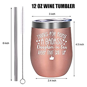 Fairy's Gift Funny DIL Wine Tumbler Cup, Daughter in Law Gifts from Mother in Law - Daughter in Law Birthday Gifts, Badass Best Daughter in Law Mothers Day Gifts, Future Daughter in Law Gift