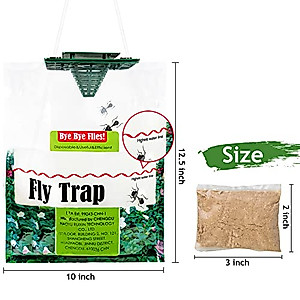 Dwcom 6 Packs Large Fly Traps Outdoor, Fly Bags Ranch Fly Trap Fly Catcher Fly Killer, Fly Repellent Control for Outdoor Farm/Orchard