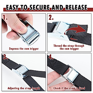 Cartman 1" x 12' Lashing Straps Cargo Tie-Down Strap Up to 600lbs, 6pk in Carry Bag, Black