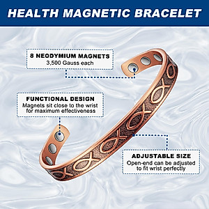 EnerCoppeX Copper Bracelets Brazaletes for Women, Adjustable Cuff Bangles, Copper Magnetic Bracelet for Men