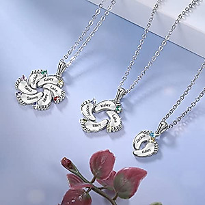 Lam Hub Fong Personalized Mother's Day Gifts for Mom Necklace with 1-6 Baby Feet Birthstone Necklace for New Mom Engrave Name Necklace for Mother Family (2 Feet)