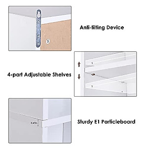 FOTOSOK 8-Tier Media Tower Rack, 11.6 X 9.3 X 70.9 Inches CD DVD Slim Storage Cabinet with Adjustable Shelves, Tall Narrow Bookcase Display Bookshelf for Home Office, White
