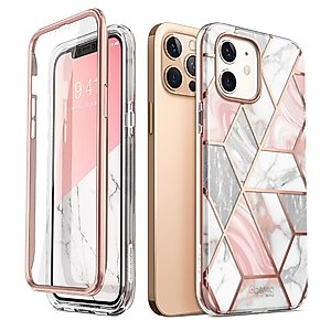 i-Blason Cosmo Series Case for iPhone 12 / iPhone 12 Pro 5G 6.1 inch (2020 Release), Slim Full-Body Stylish Protective Case with Built-in Screen Protector (Marble)