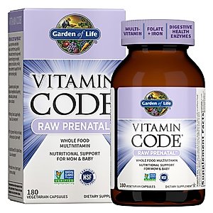 Prenatal Multivitamin for Women from Whole Foods with Biotin, Iron & Folate not Folic Acid, Probiotics for Immune Support - Vitamin Code Raw by Garden of Life - Pregnancy Must Haves - 180 capsules