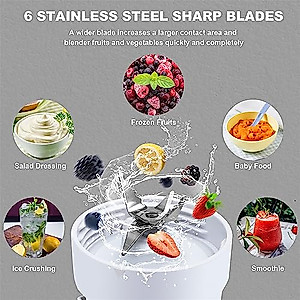 Geniuslix Personal Blender for Smoothies & Shakes - Portable Mini Smoothie Blender with BPA-Free 2 Travel Bottles 20 oz with Lids, 2 Speed Manual Control & Pulse Function, 6 Stainless Steel Blades for Crushing Ice - 300 Watts.