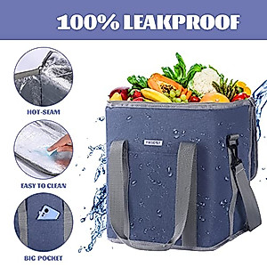 Yimieasybuy Reusable Grocery Bags, 30L Insulated Bags For Food Delivery,Food Insulated Bag，Suitable For Camping, Short Distance Travel, Grocery Transportation, Reusable Shopping Bag, Navy