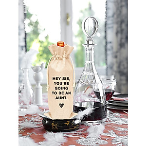 Hey Sis. Baby Announcement Gift, Pregnancy Announcement Natural Cotton Wine Bag, Gift for Aunt to be, Gift for Auntie/WB007
