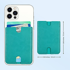 3 Pack Phone Card Holder for Back of Phone, Leather Phone Wallet Stick On, Credit Card Holder for Phone Case Compatible with iPhone, Samsung, Android and All Cell Phone (Tiffany Blue)