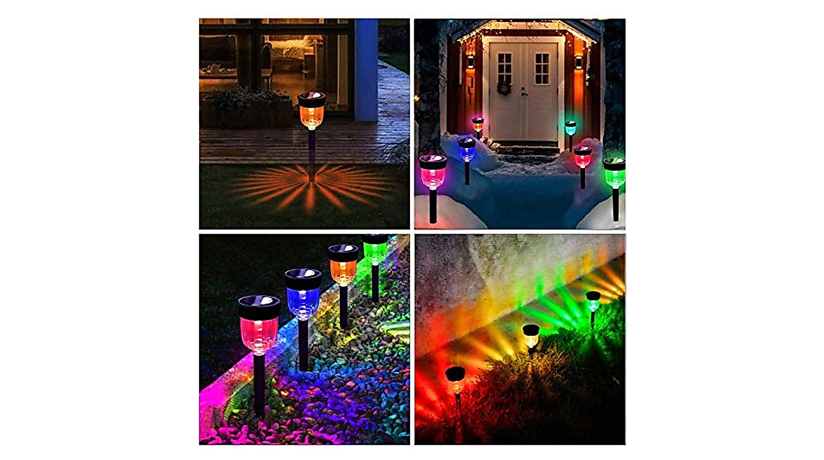 Sunenvoy Color Solar Pathway Lights - Auto On/Off Outdoor (8 Pack)