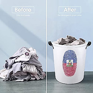 Haitian Finger Print Large Laundry Basket Hamper Bag Washing with Handles for College Dorm Portable