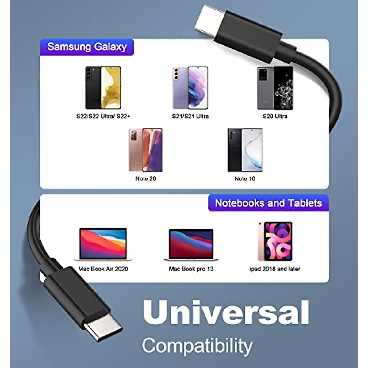 45W Samsung Super Fast Charger USB C Wall Charger for Samsung Galaxy S22/S22 Ultra/ S22+/Note10/Note10 +/S8/S9/S10/S20/S21,Galaxy Tab S7/S7+/S8/S8+/S8 Ultra Samsung Type C Wall Charger（6ft Cable）