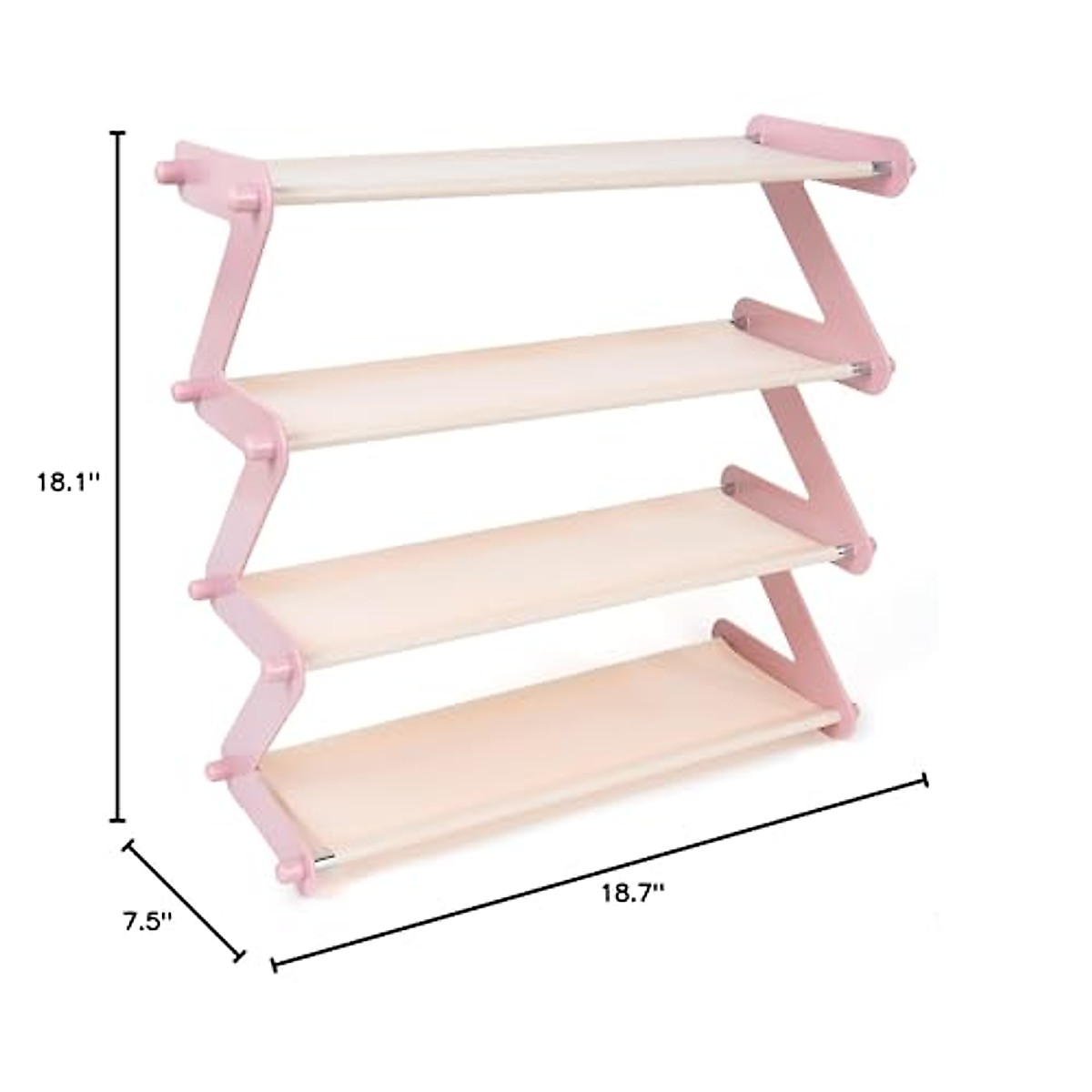 TRTRin Toddler shoe rack, Light Pink kids shoe rack-Can hold 8-12 pairs Baby Shoes, Simple Installation, for Entryway/Hallway/Bedroom/Bathroom.