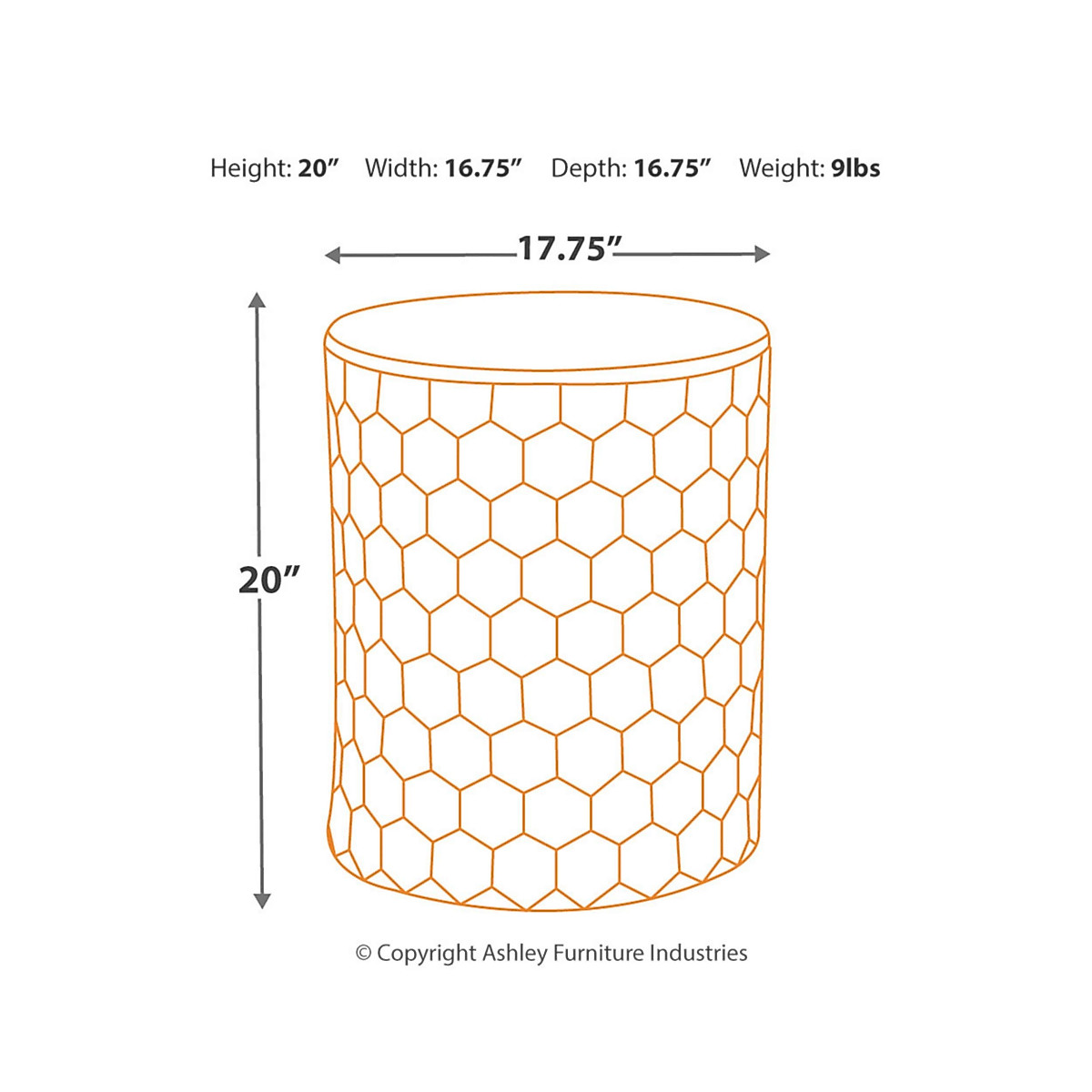Signature Design by Ashley Polly Geometric Honeycomb Indoor Outdoor Accent Stool or Table, White
