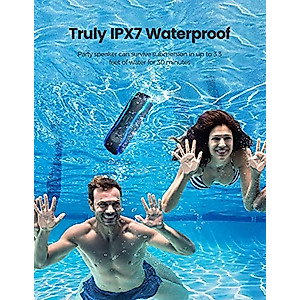 Portable Bluetooth Speaker, IPX7 Waterproof Wireless Speaker with Colorful Flashing Lights, 25W Super Bass with 24H Playtime, 100ft Bluetooth Range, TWS Pairing for Outdoor, Home, Party, Beach, Travel