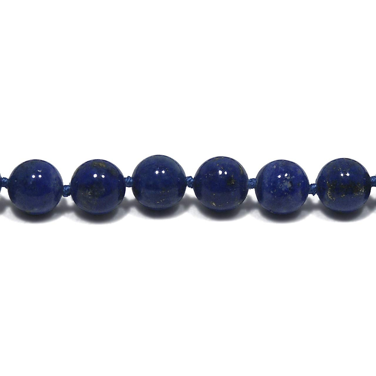 LTC Designs Sterling Silver 8mm Smooth Lapis Lazuli Bead Necklace, 30" for Men, Women, and Teens