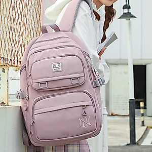 Kawaii Pastel Backpack Back to School Essential Large Capacity Aesthetic Backpack (Orange)