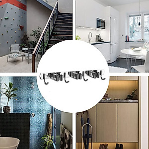 YYTONG Broom and Mop Holder, Wall Mounted Broom Holder, Stainless Steel Mop Holder, Self Adhesive Heavy Duty Hooks Storage Organizer for Laundry Room Garden Garage Closet Kitchen (3 Racks 4 Hooks)