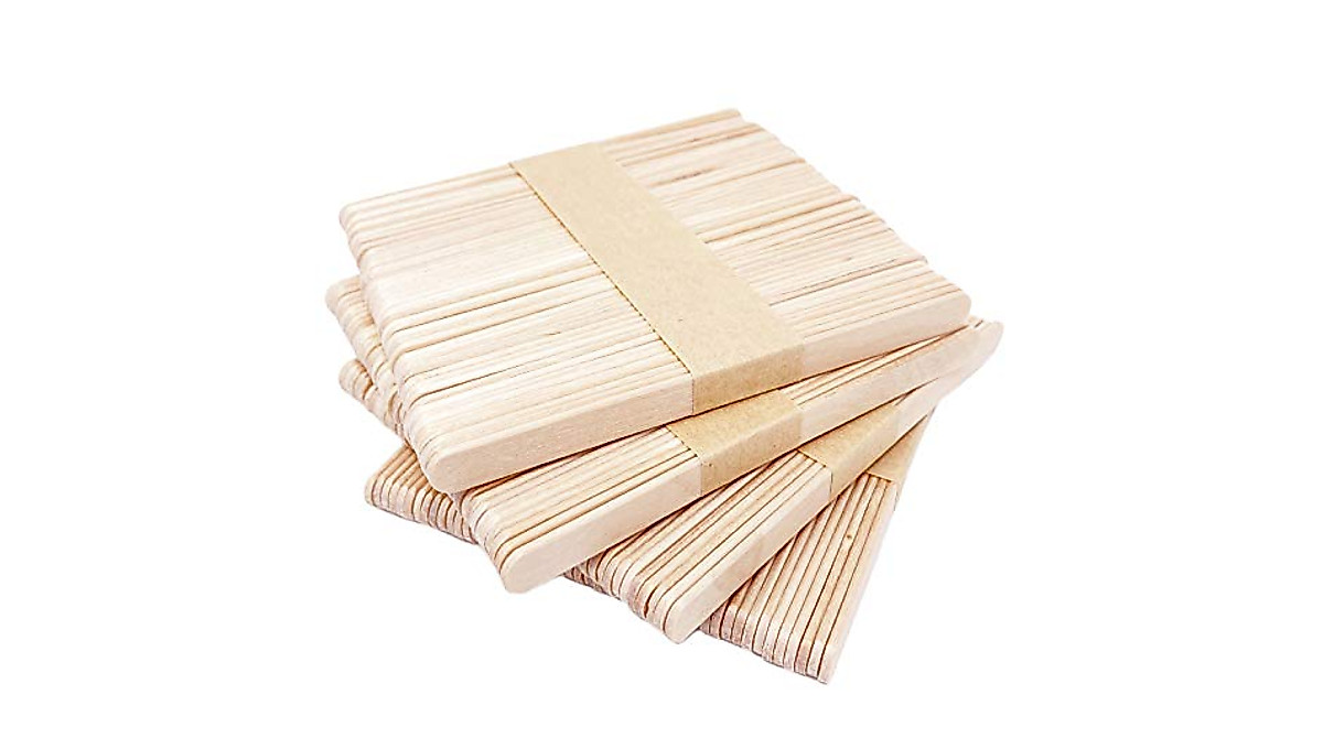 Makerstep 200 Natural Wood Crafts - Versatile Popsicle Sticks 4.5 Inch