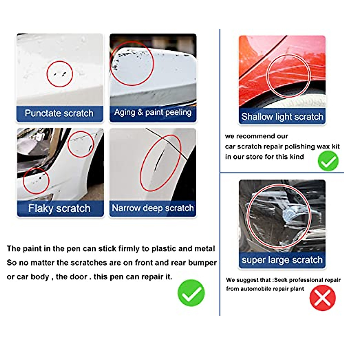 Car Touch Up Paint Pen Crystal Silver for Toyota CAMRY Auto Scratch Remover Pen 1D4 Auto Scratch Repair Kit for Deep Scratches Cars Scratch Repair Easy Repair (For Toyota CAMRY, Crystal Silver)