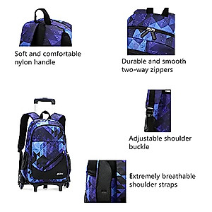 3Pcs Black Galaxy Rolling Backpacks for Boys Middle School Bags Trolley Elementary Bookbags on 6 Wheels