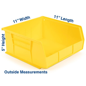 Hudson Exchange 11" x 11" x 5" Plastic Stackable Storage Bin and Hanging Container (Yellow)