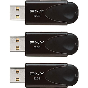PNY 32GB Attaché 4 USB 2.0 Flash Drive 3-Pack, black