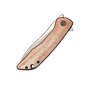 CMB Made Knives 3"Blaze Black D2 Liner Lock Flipper Folding Pocket Knife Green Micarta Handle Camping EDC CMB-06B (Natural)