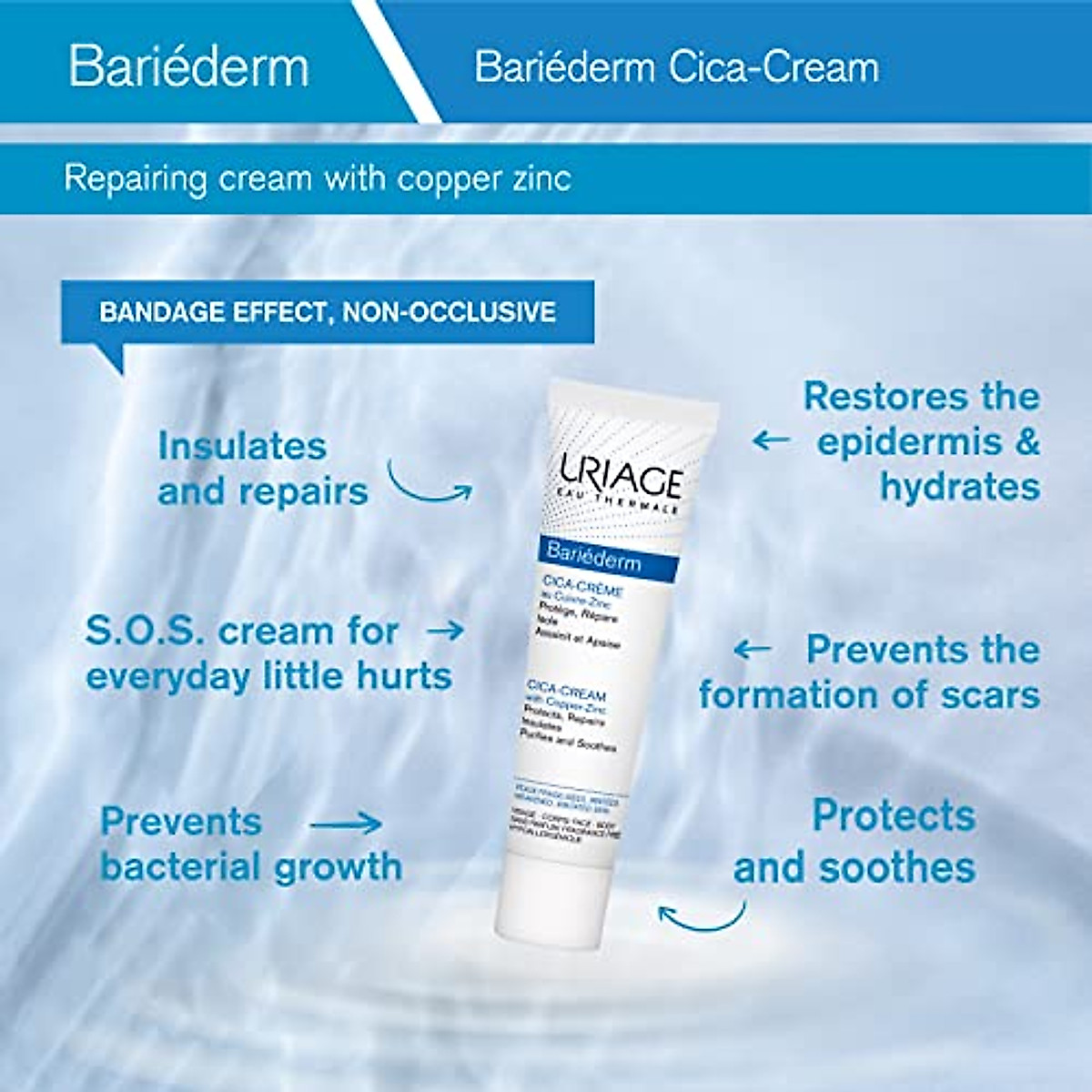 URIAGE Bariederm Cica-Cream 1.35 fl.oz | Face and Body Cream that Protects and Repairs Irritated Skin | With Hyaluronic Acid, Copper and Zinc: Relieves Discomfort & Reduces the Desire to Scratch