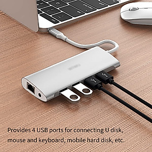 Port Expander USB C Hub 11 in 1 with HDMI, VGA, Ethernet, SD/TF Card Reader, 3 USB 3.0 Ports, USB 2.0 Ports, 3.5mm Audio, PD 86W USB Splitter