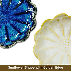 Spoon Rest Spoon Holder For Stove Top 2PCS Ceramic Cooking Spoon Holder For Kitchen Counter Stable Spatula Holder Utensil Rest Coffee Spoon Rest (Blue+Cyan)