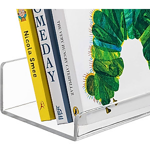 Famyards 24 inch Clear Acrylic Floating Shelves Wall, Bookshelf for Kids, Magazine Rack, Picture Ledge Shelf Storage of Books,Picture,Toys, Vinyl Records and Small Ornaments on Wall, Pack of 4