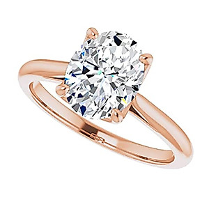 10K Solid Rose Gold Handmade Engagement Rings 1.0 CT Oval Cut Moissanite Diamond Solitaire Wedding/Bridal Ring Set for Women/Her Propose Ring (8.5)