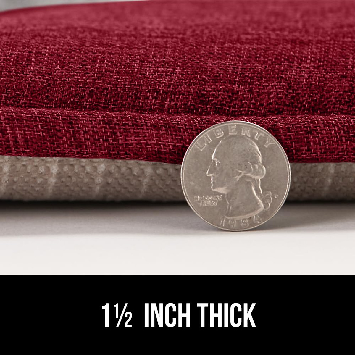 Gorilla Grip Tufted Memory Foam Chair Cushions, Set of 4 Comfortable Pads for Dining Room, Slip Resistant Backing, Washable Kitchen Table, Office Chairs, Computer Desk Seat Pad Cushion, 16x17 Wine